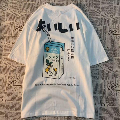 Cute Japanese Print Oversized T-Shirt